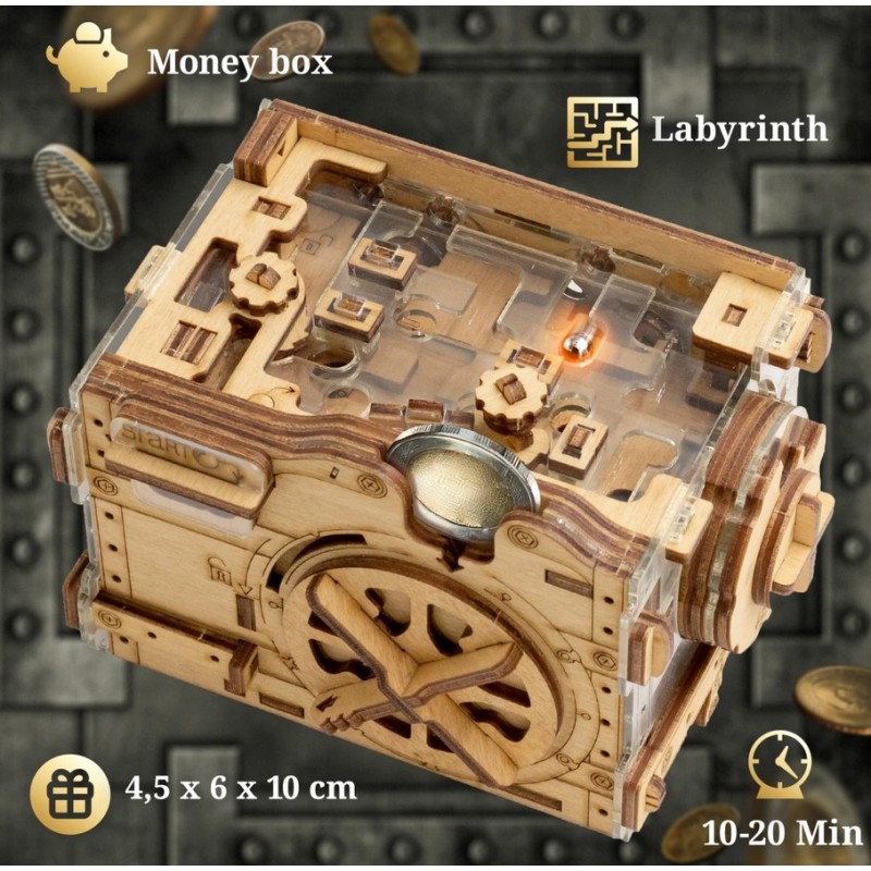 A-Maze-ing Safe - Boite Casse-Tête Bois - Boutique Variantes Paris ...