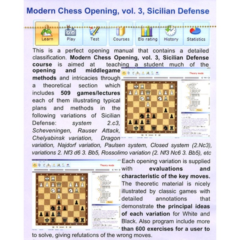 Modern Chess Opening vol.3 Sicilian Defense (1.e4 c5) CD-Rom