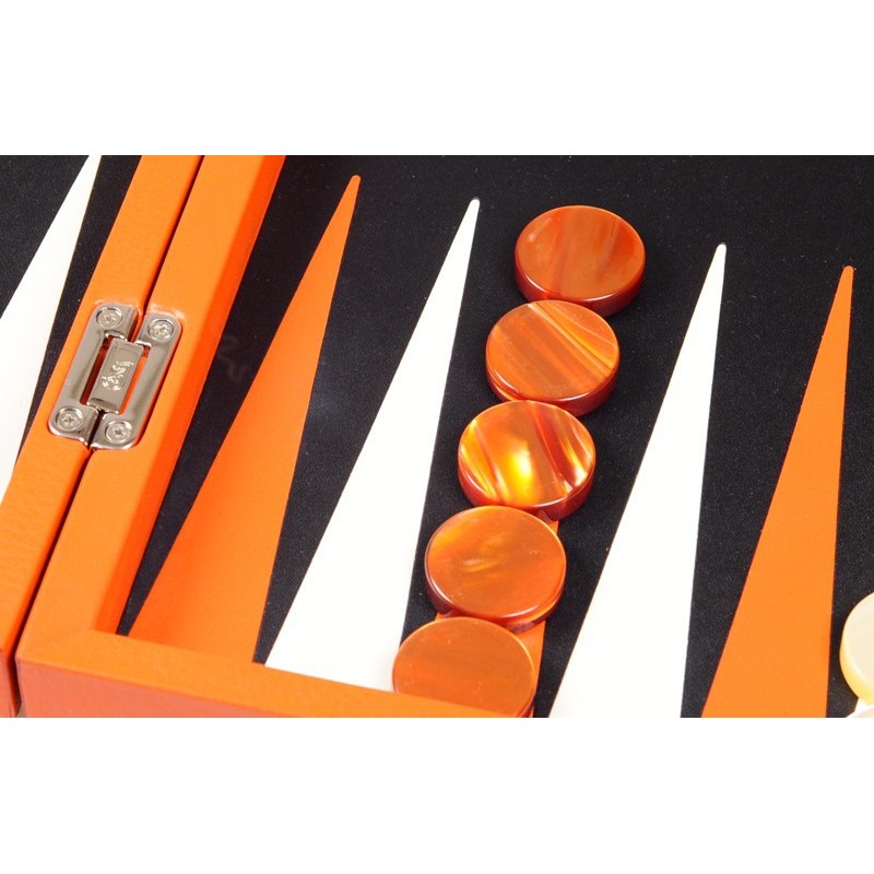 Backgammon de luxe cuir orange - Boutique Variantes spécialiste du ...