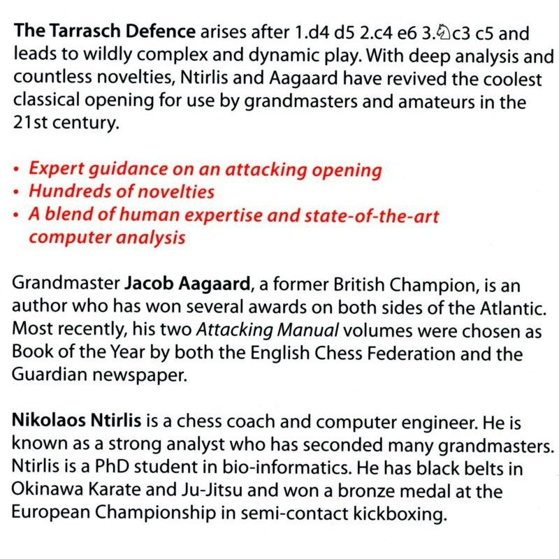 AAGAARD, NTIRLIS - The Tarrasch Defence (Hard Cover) Librairie